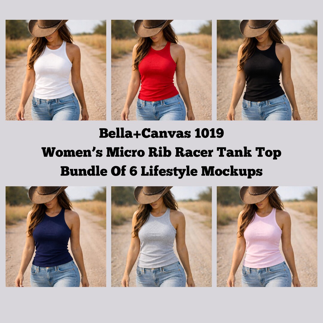 Bella Canvas 1019 Tank Top Mockup Bundle | Women’s Micro Rib Racer Tank ...