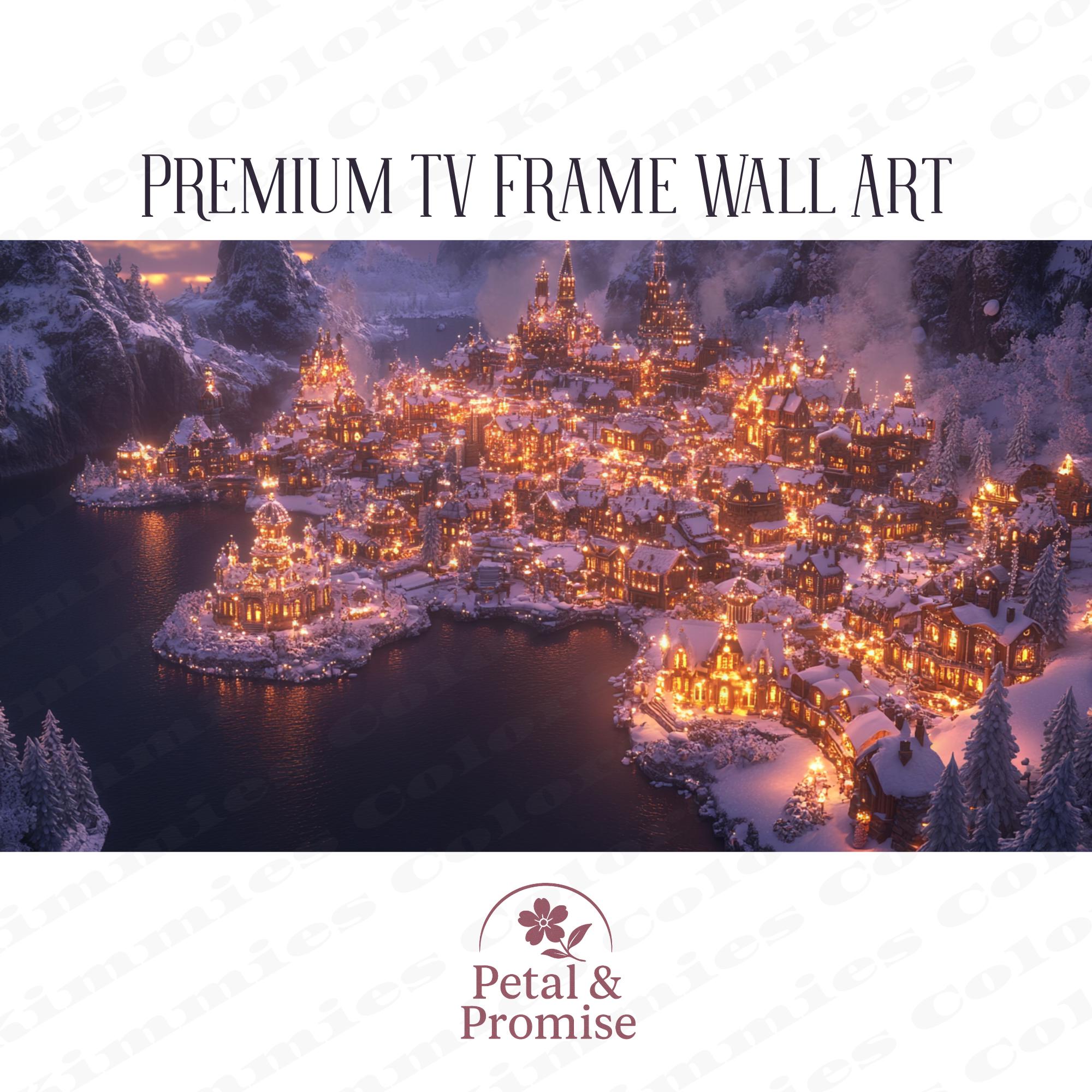 Christmas Village Frame TV Art | Cozy Winter Landscape | 16:9 Samsung ...