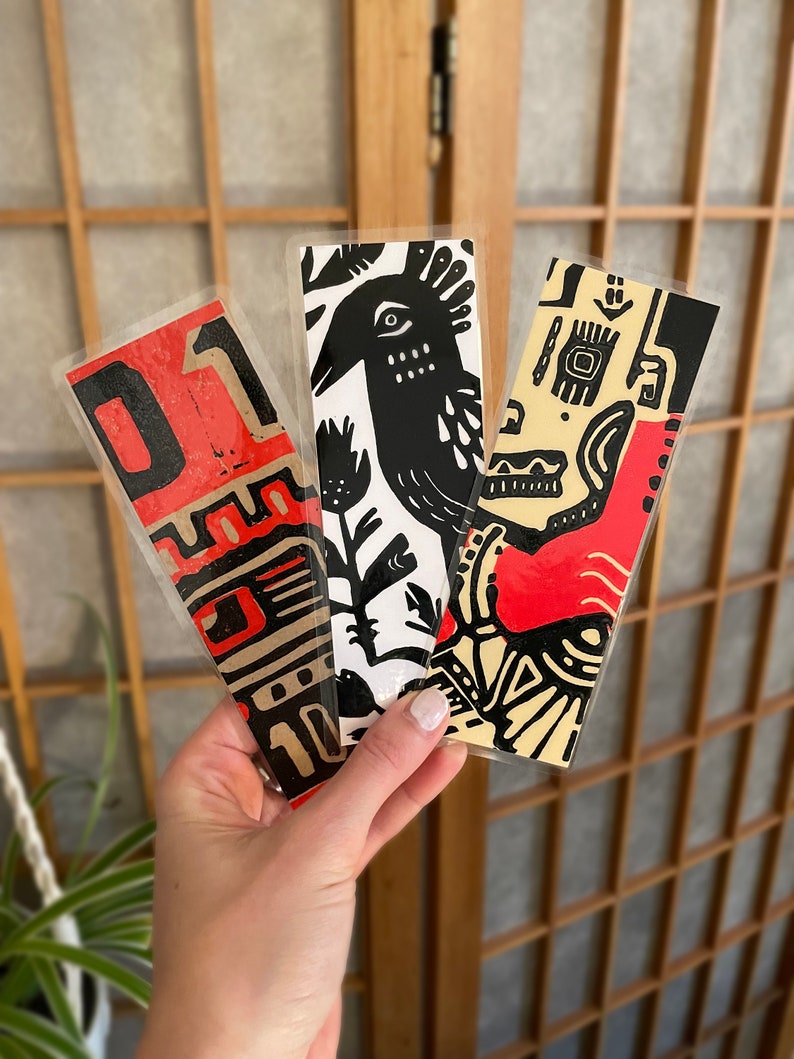 Bookmarks of Lino Prints // Set of 3 - Etsy