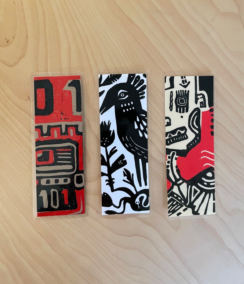 Bookmarks of Lino Prints // Set of 3 - Etsy
