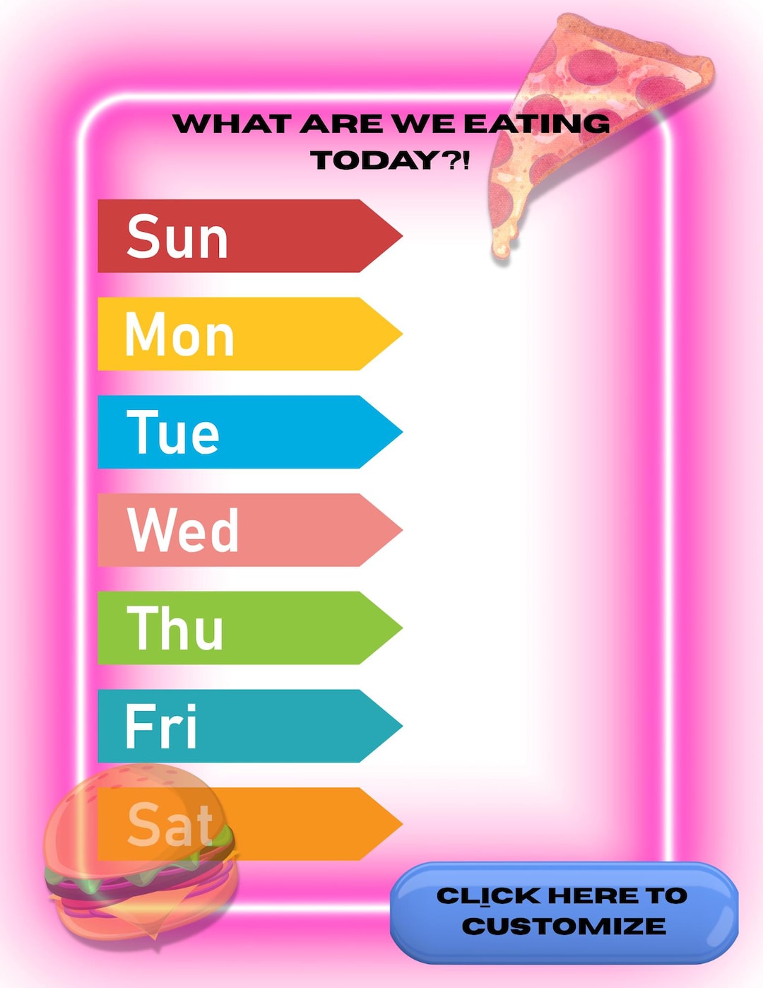 Weekly Menu Template - Etsy