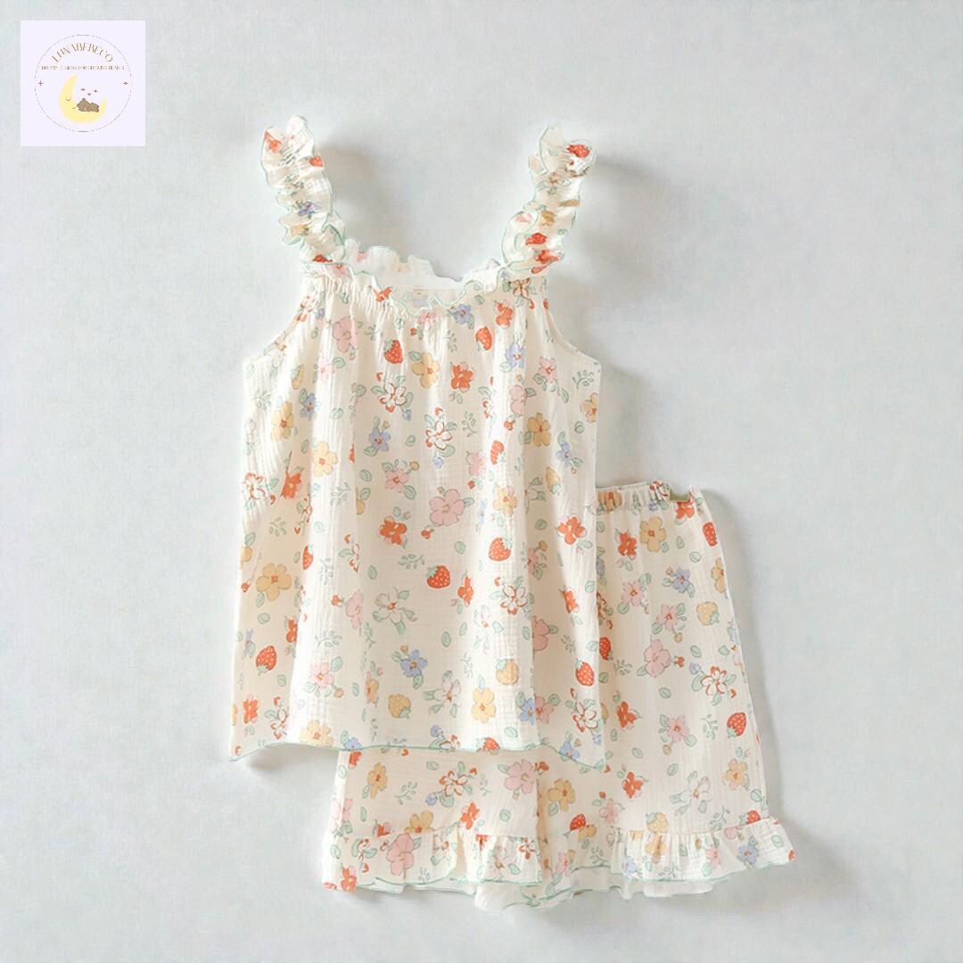 Playful Garden Pyjama Set | Ruffle Top & Shorts | for Gifting and Cozy ...