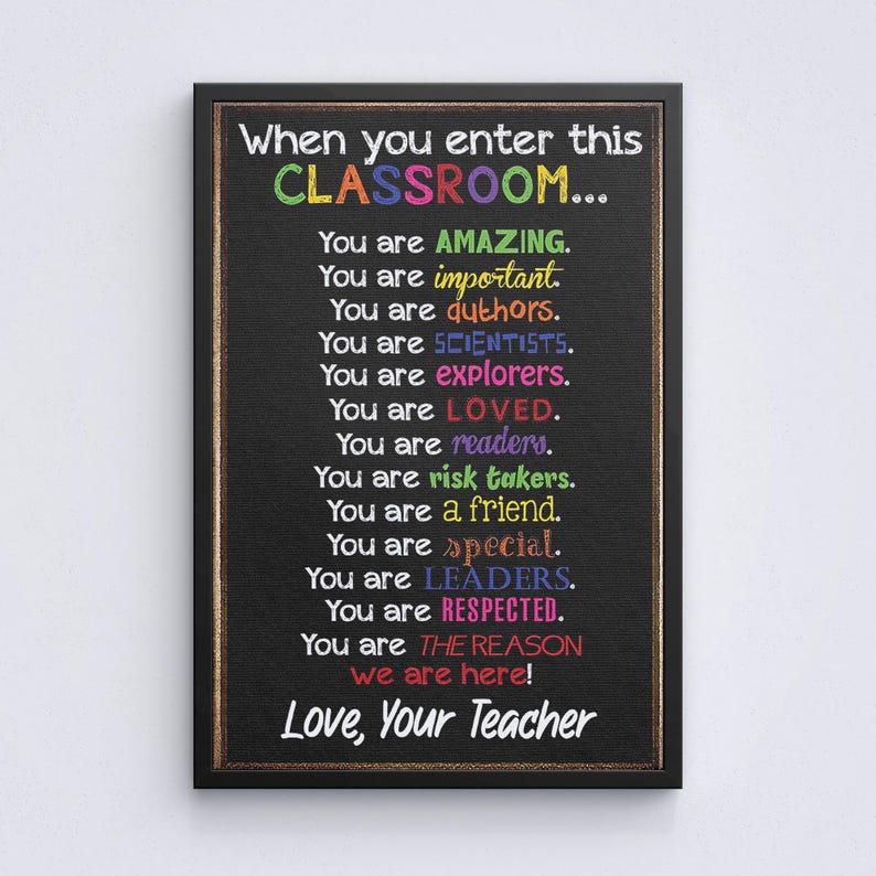 When You Enter This Classroom Poster, Inspirational Quotes Wall Art ...