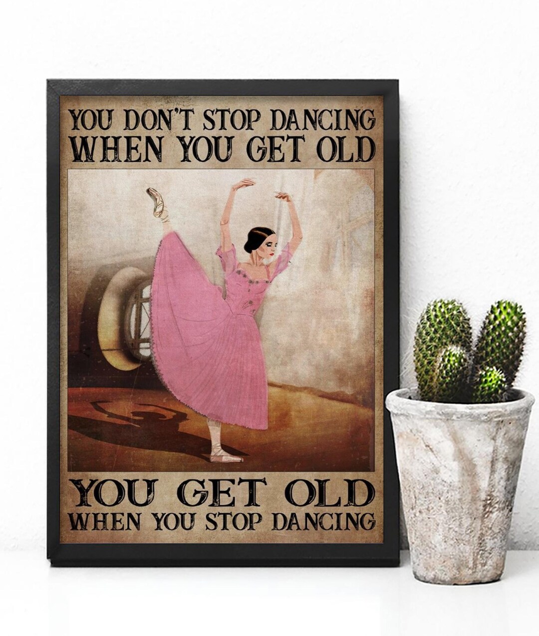 Inspirational Ballerina Dancing Quote Poster Canvas, Never Stop Dancing ...