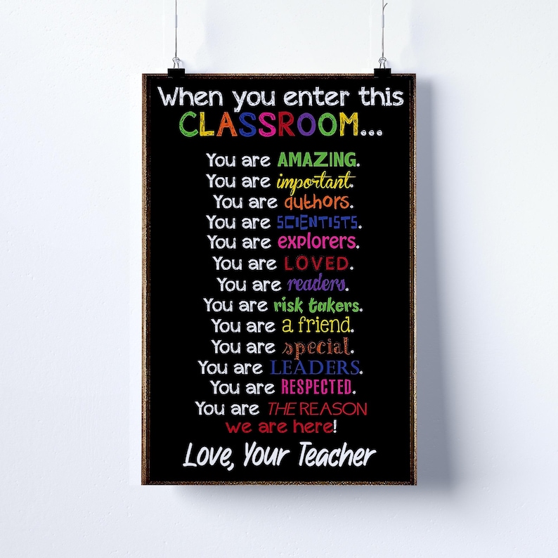 When You Enter This Classroom Poster, Inspirational Quotes Wall Art ...