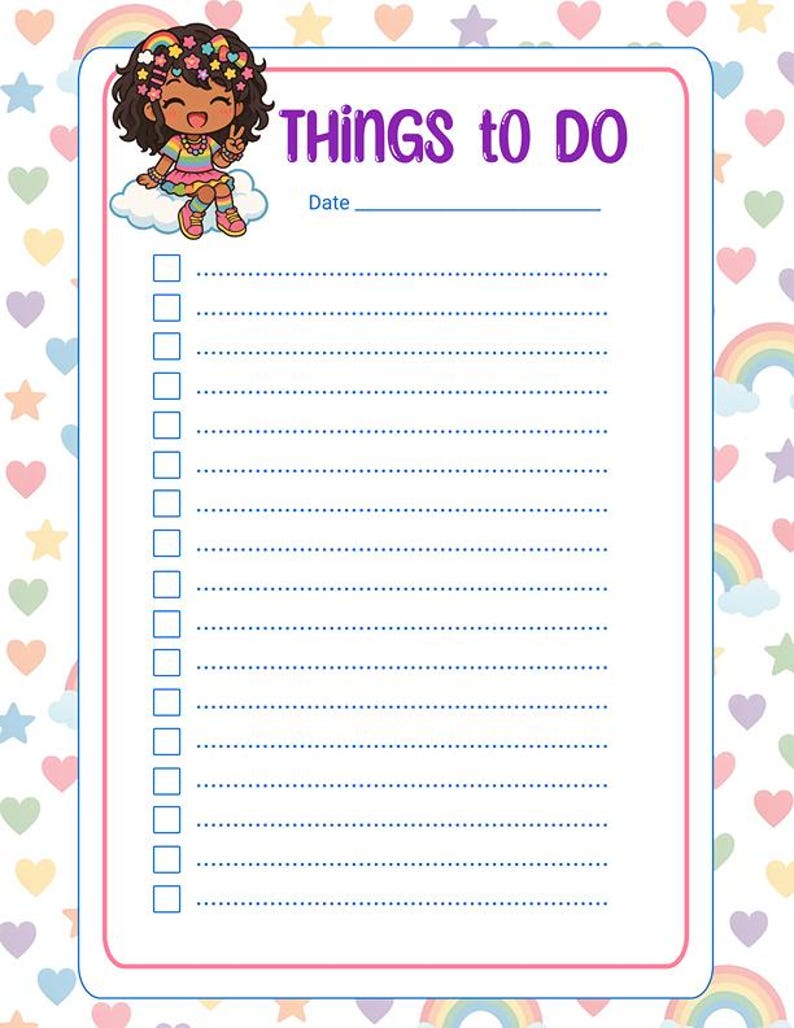 Kawaii Rainbow To-do List Printable | Pastel Planner Page, Decora ...