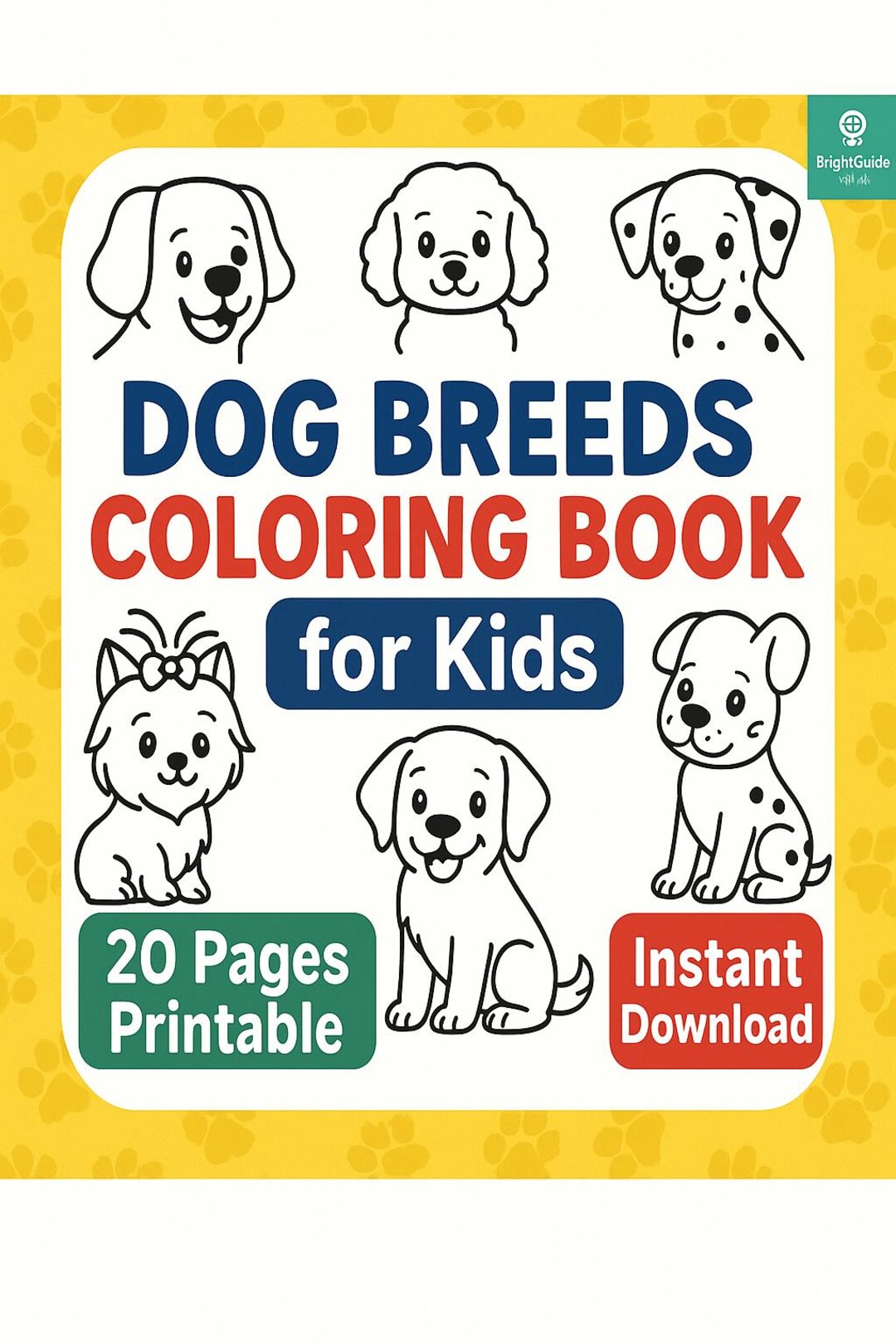 Dog Breeds Coloring Book for Kids | Puppy Coloring Sheets (digital ...