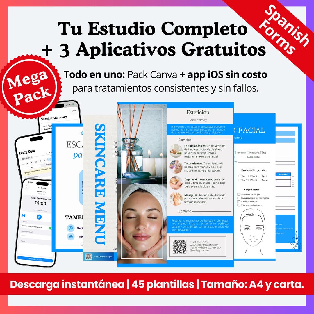 Spanish Esthetician Forms | Canva Templates + Ios Apps (digital ...