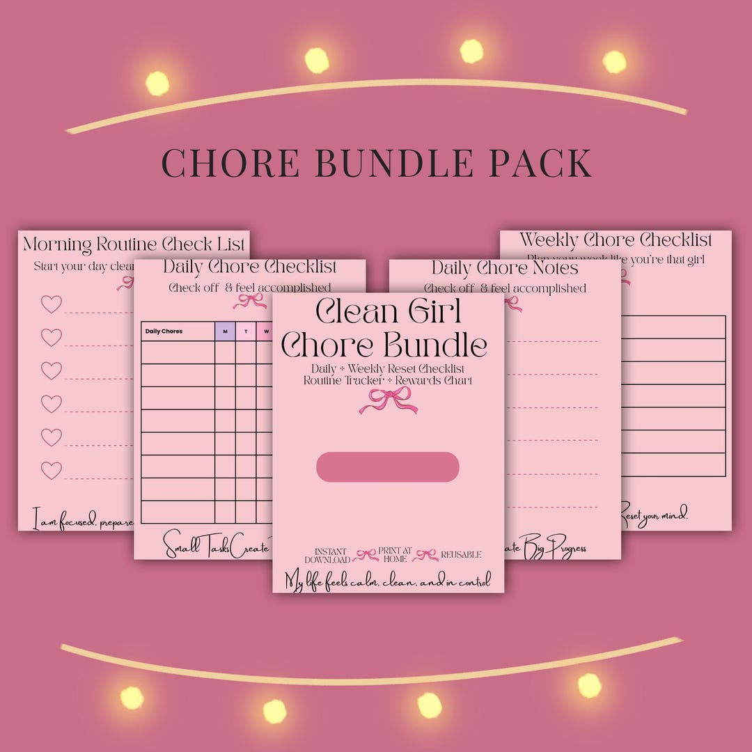 7pk Clean Girl Chore Bundle | Daily Weekly Routine Planner (digital ...