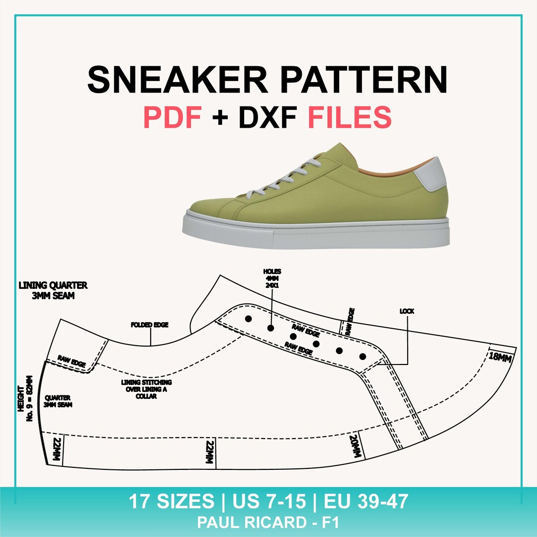 Sneaker Pattern PDF + Dxf | Leather Minimalist Shoe Sewing Template ...