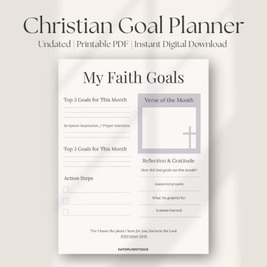Christian Goal Planner | Faith-based Goals | Scripture Reflection ...