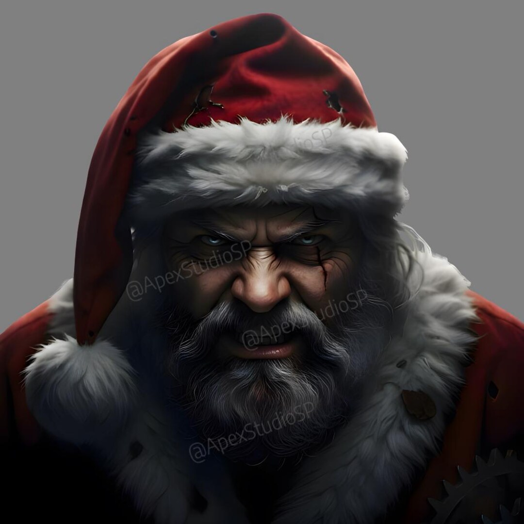 Dark Santa Claus Illustration, Holiday Artwork, Christmas Digital ...
