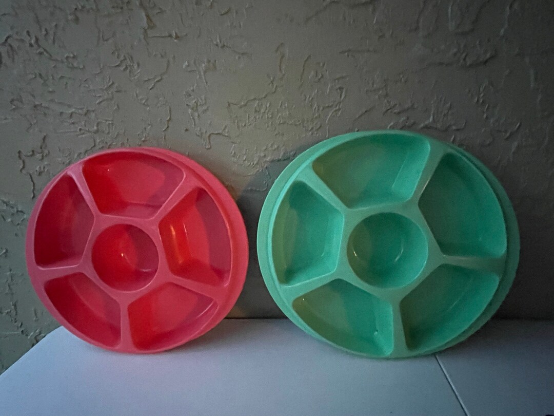 Vintage Plastic Set of Two Serving Trays Divided Party Platters - Etsy