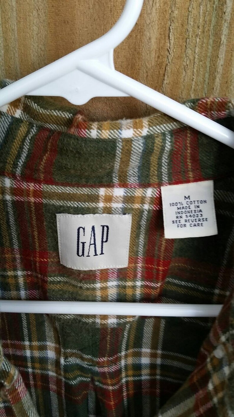 Men's Medium Distressed Flannel Shirt Green Tan Rust Fall - Etsy