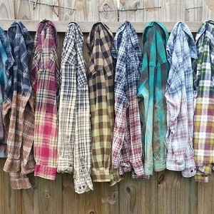 Bleached Distressed Flannel Shirt Rustic Flannel Size Small Black Red ...