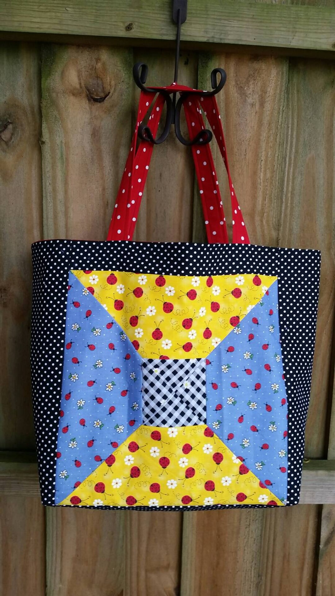 Patchwork Ladybugs and Flowers Large Market Bag. - Etsy