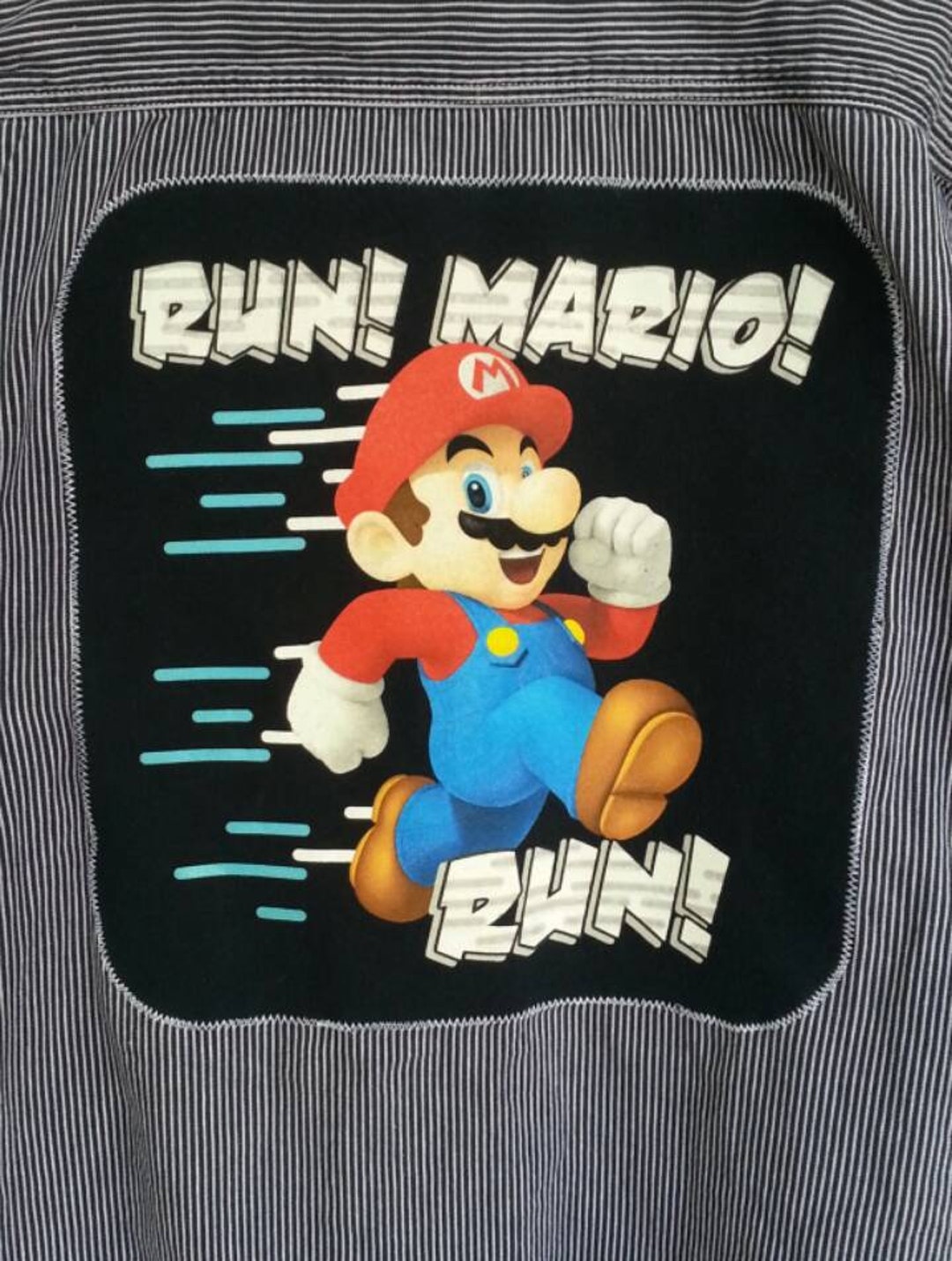 Mario Upcycled Tshirt en Bugle Boy Work Shirt XXL - Etsy España