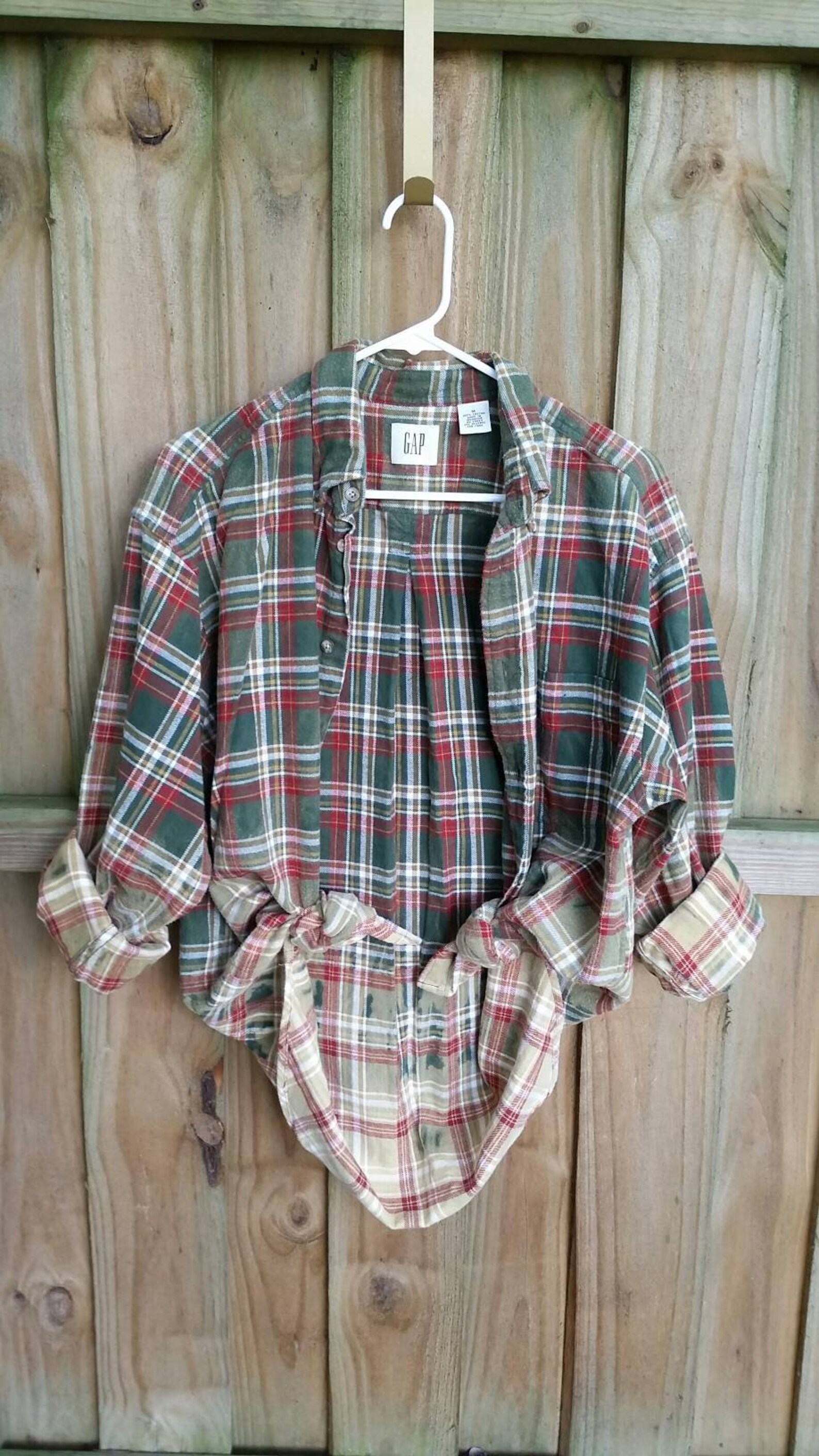 Men's Medium Distressed Flannel Shirt Green Tan Rust Fall Colors - Etsy