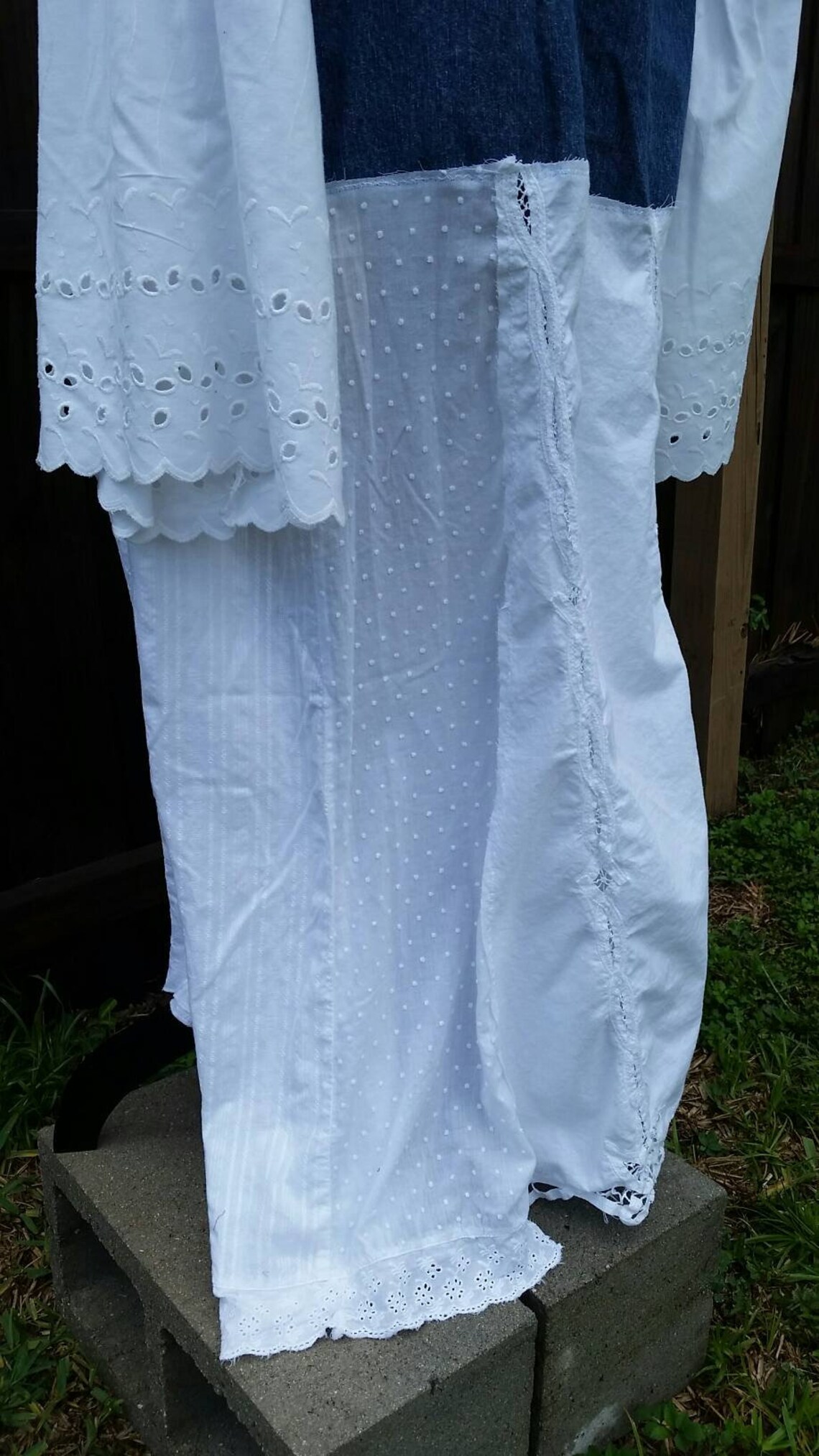 Upcycled Denim and White Lace Duster Jacket | Etsy