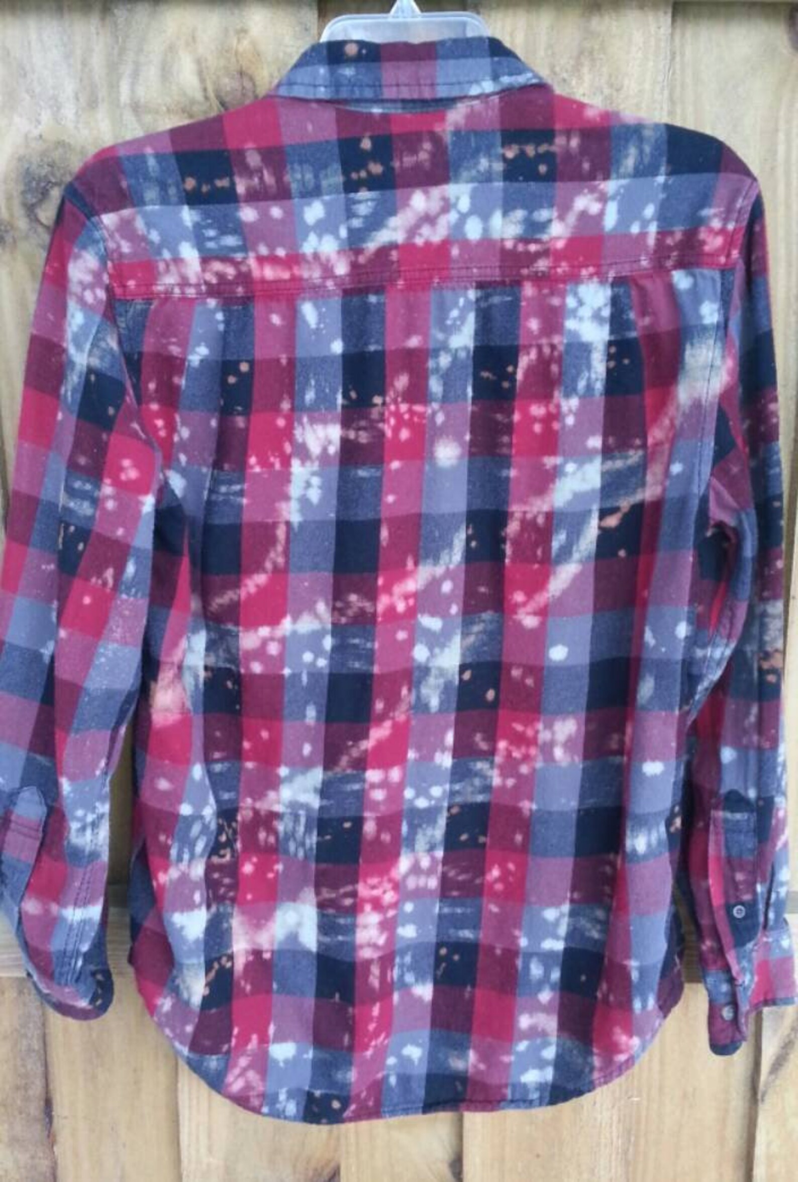 Bleached Distressed Flannel Shirt Rustic Flannel Size Small Black Red ...
