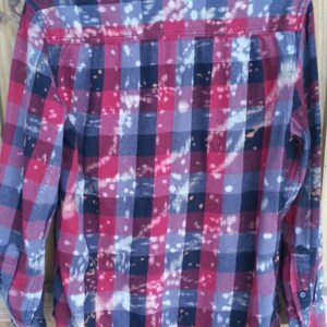 Bleached Distressed Flannel Shirt Rustic Flannel Size Small Black Red ...