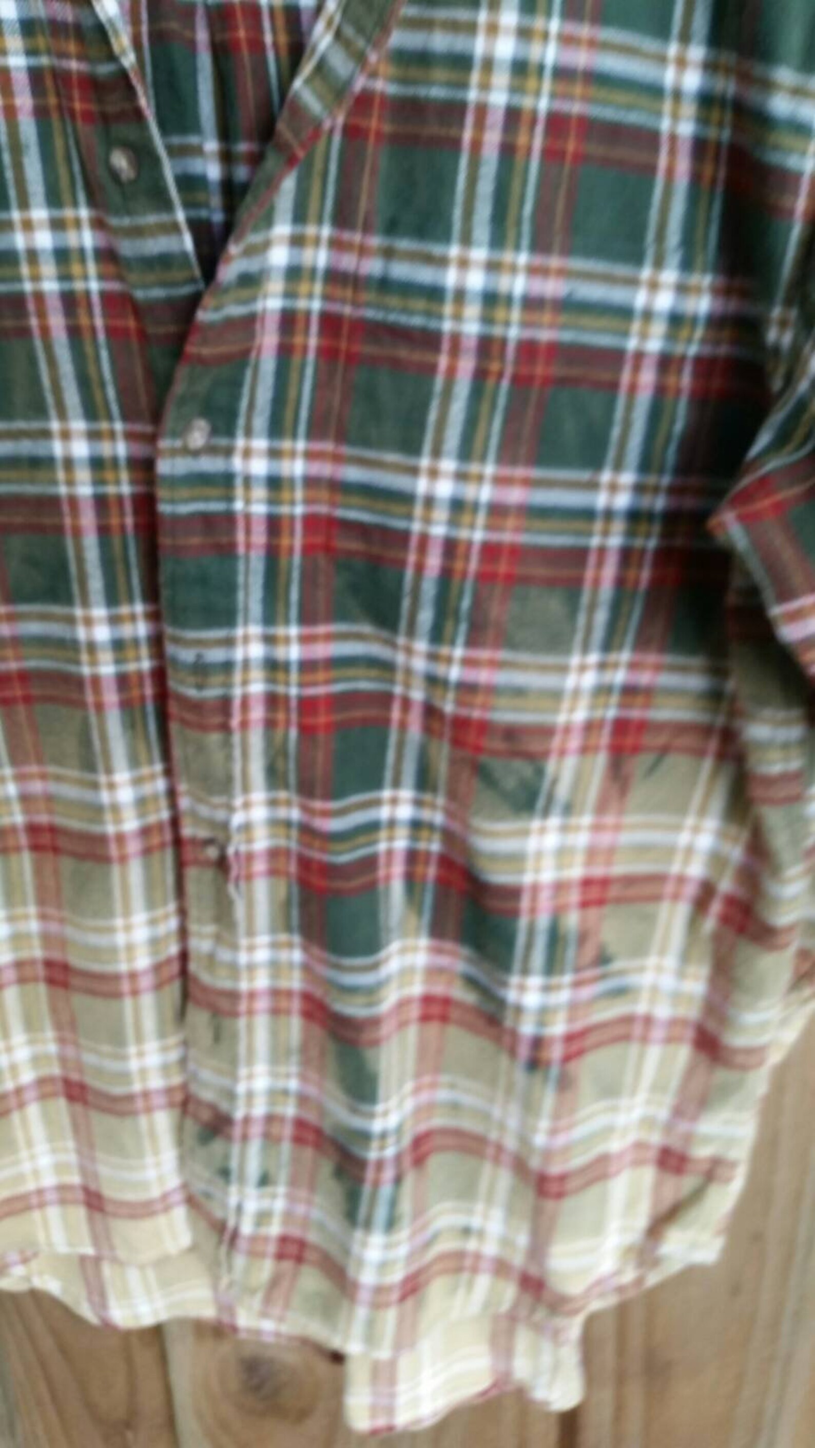 Men's Medium Distressed Flannel Shirt Green Tan Rust Fall Colors - Etsy