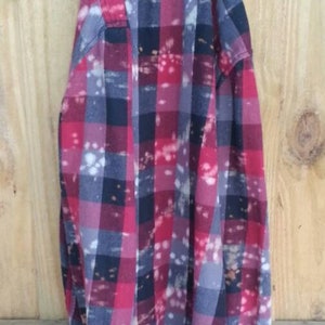 Bleached Distressed Flannel Shirt Rustic Flannel Size Small Black Red ...
