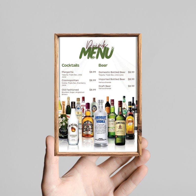Editable Signature Drink Bar Menu Template (5x7) Digital Downloadable ...