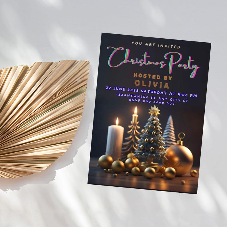 Editable Christmas Party Invitation Template (5x7) Digital Downloadable ...