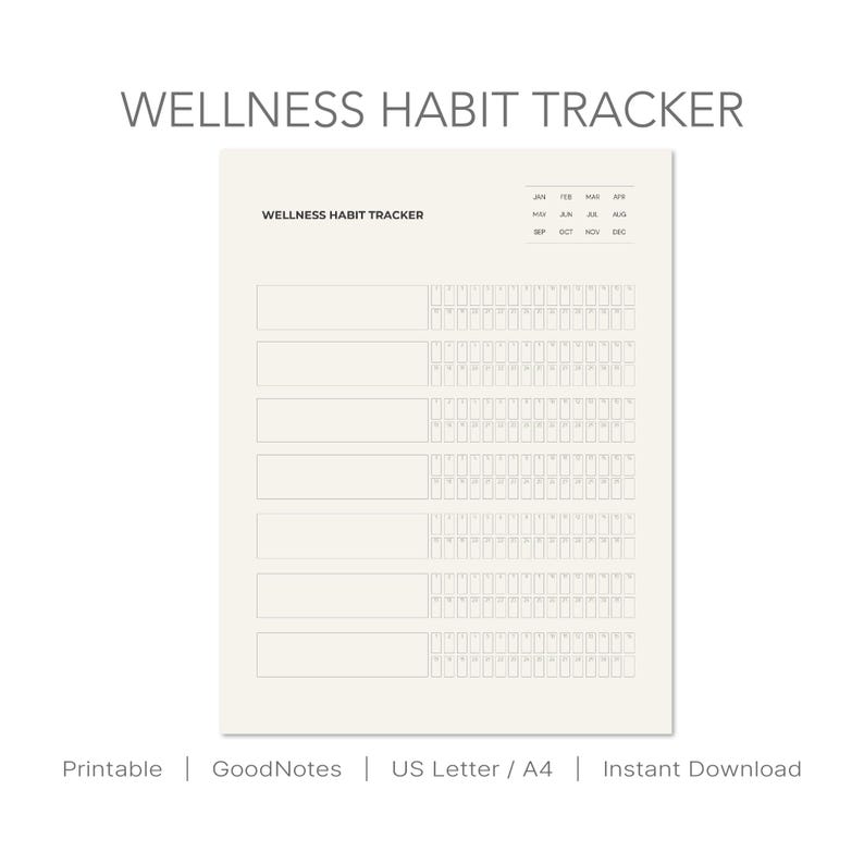 Daily Wellness Habit Tracker Printable | Self Care PDF | A4 Letter ...
