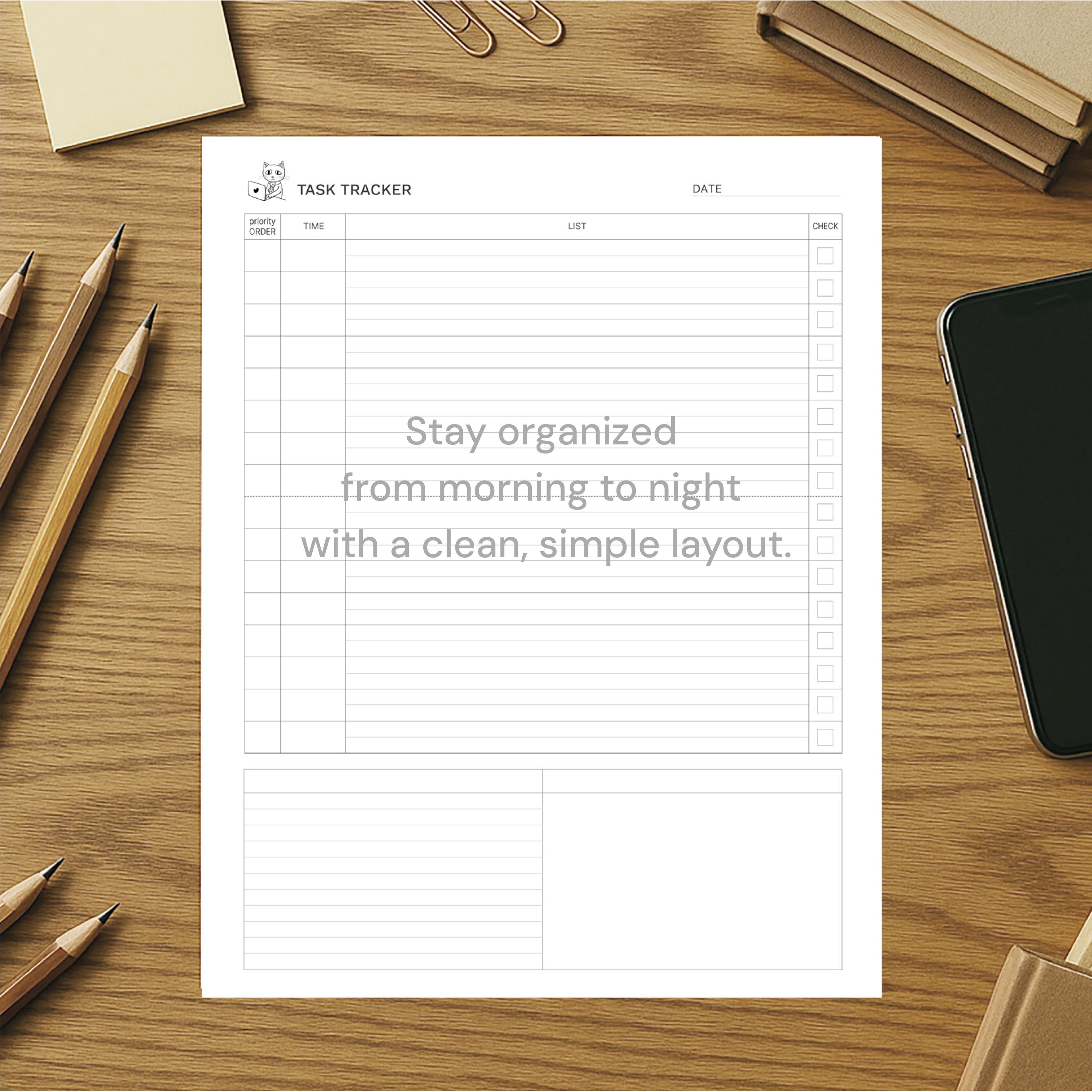 Daily Task Tracker Printable PDF | Minimal to Do List | A4 & US Letter ...