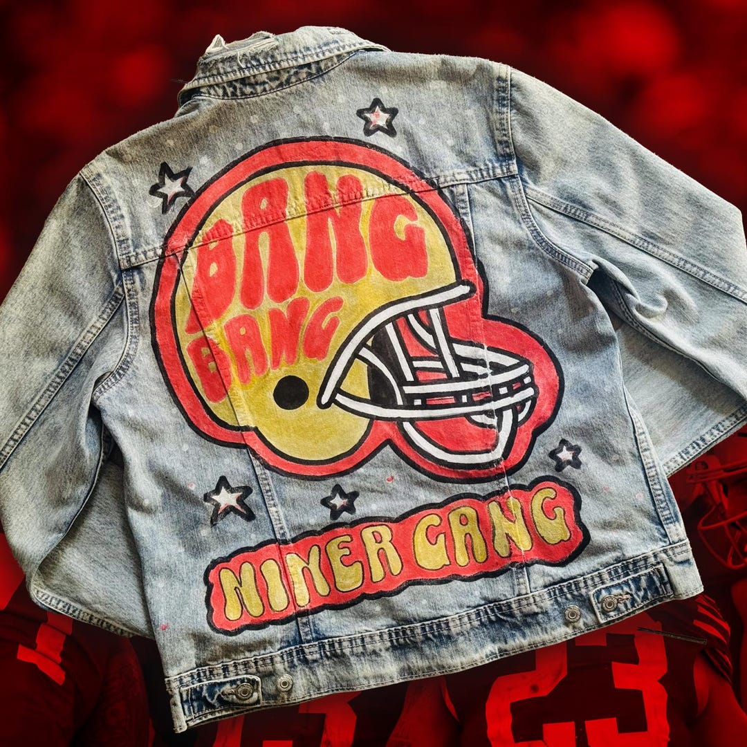 Hand-painted Football Helmet Denim Jacket | Custom Game Day Apparel - Etsy