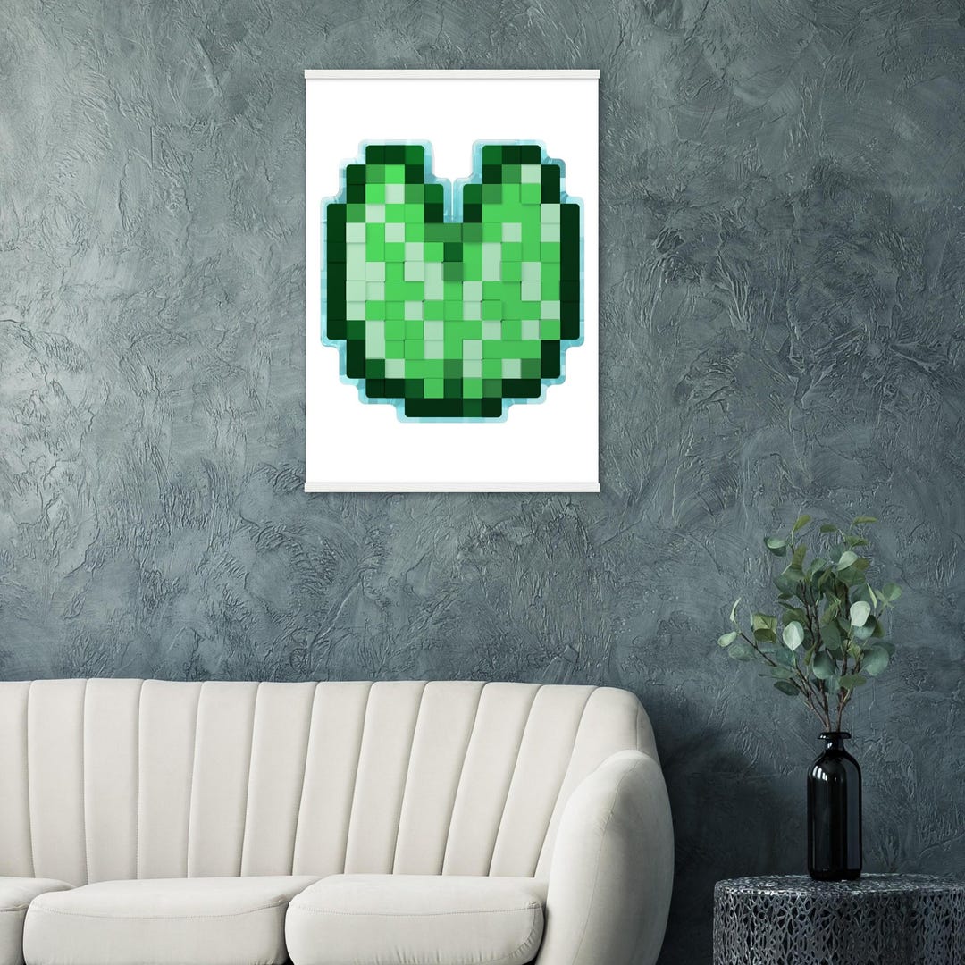Pixel Lily Pad Poster: Modern Green Wall Art With Hanger - Etsy