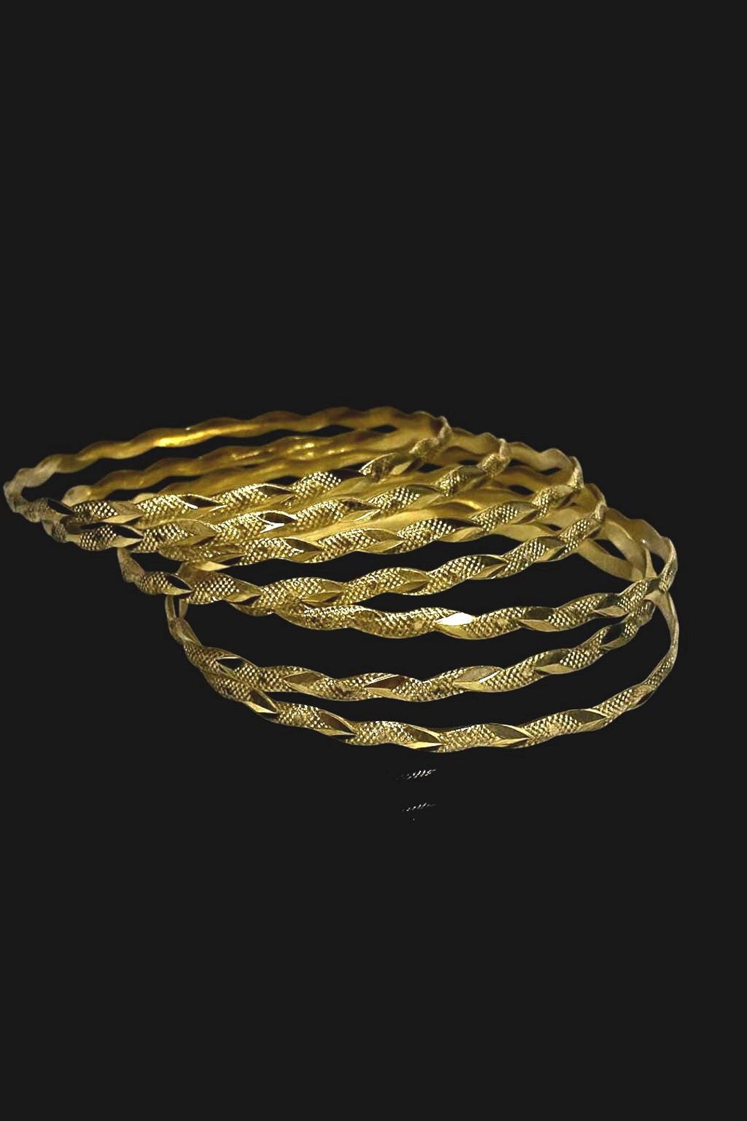 14kt Gold Plated Diamond Cut Wave Bangles - Etsy