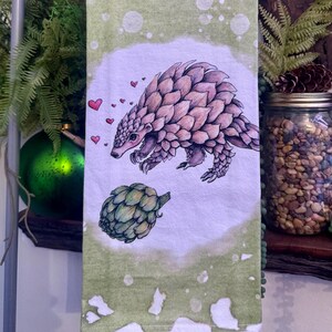 Pangolin Loves Artichoke Watercolor Art Tea Towel - Etsy