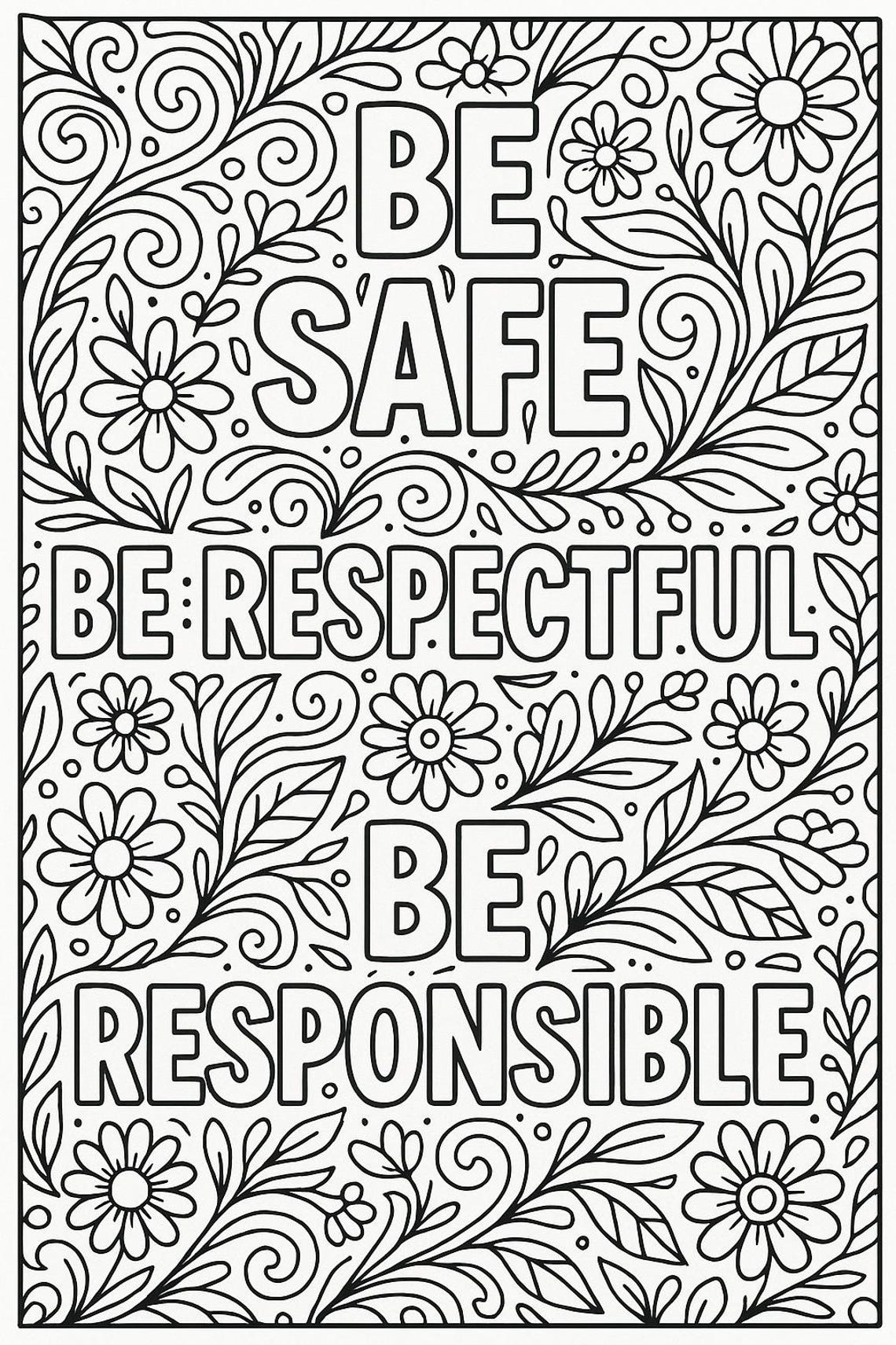 Be Safe, Responsible, Respectful Coloring Pages (2) - Etsy