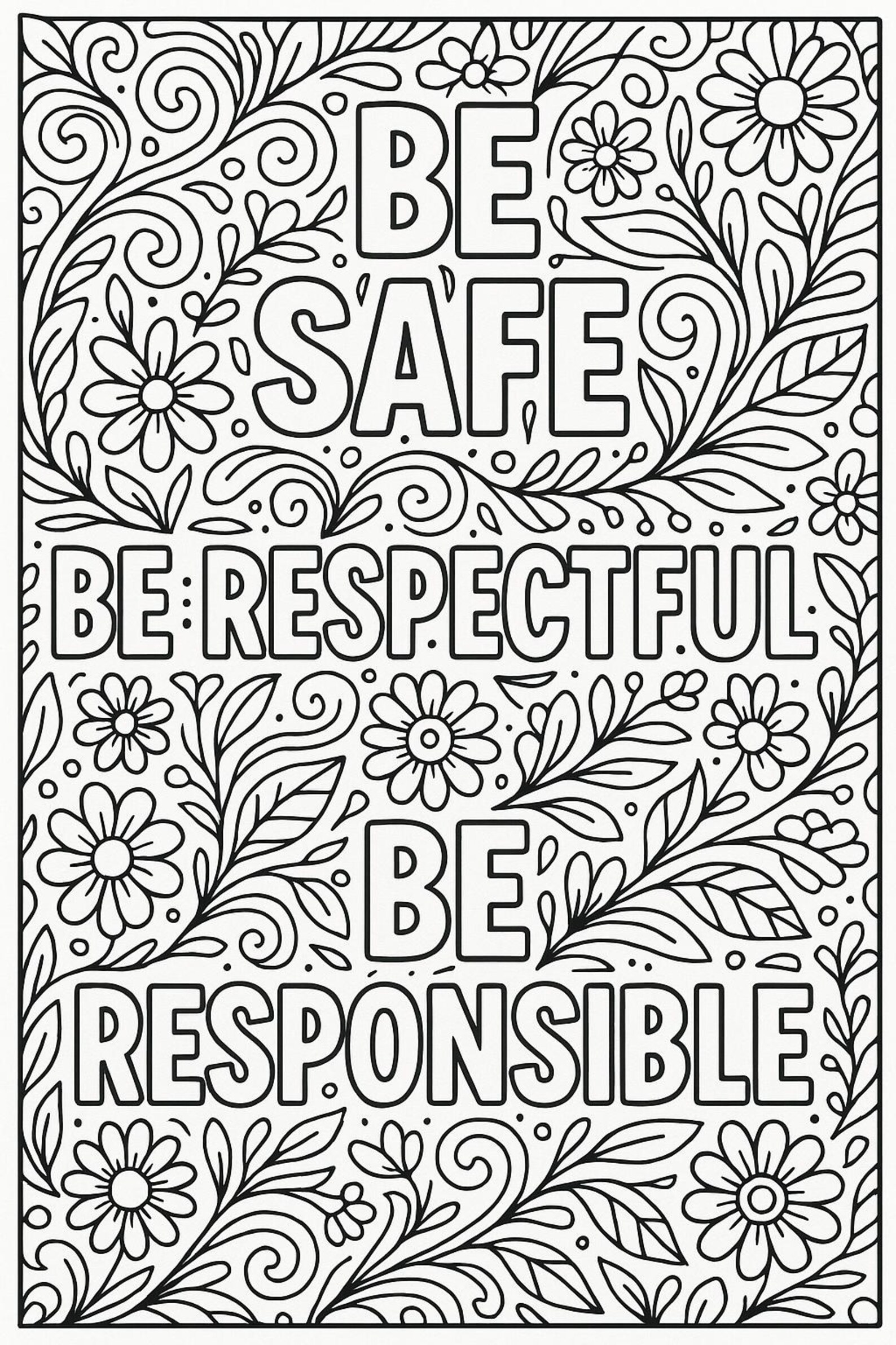 Be Safe, Responsible, Respectful Coloring Pages (2) - Etsy