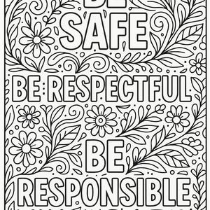 Be Safe, Responsible, Respectful Coloring Pages (2) - Etsy