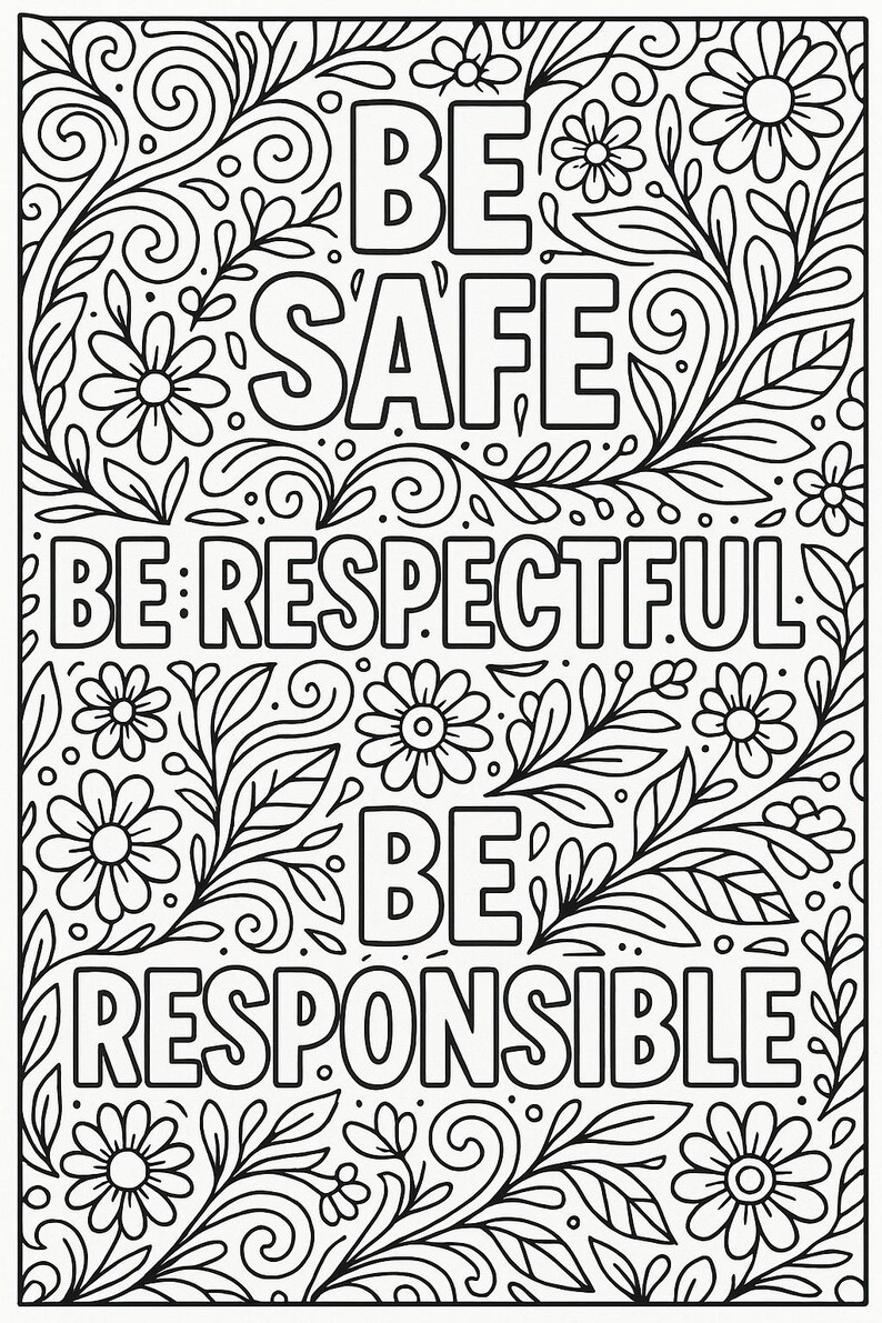 Be Safe, Responsible, Respectful Coloring Pages (2) - Etsy