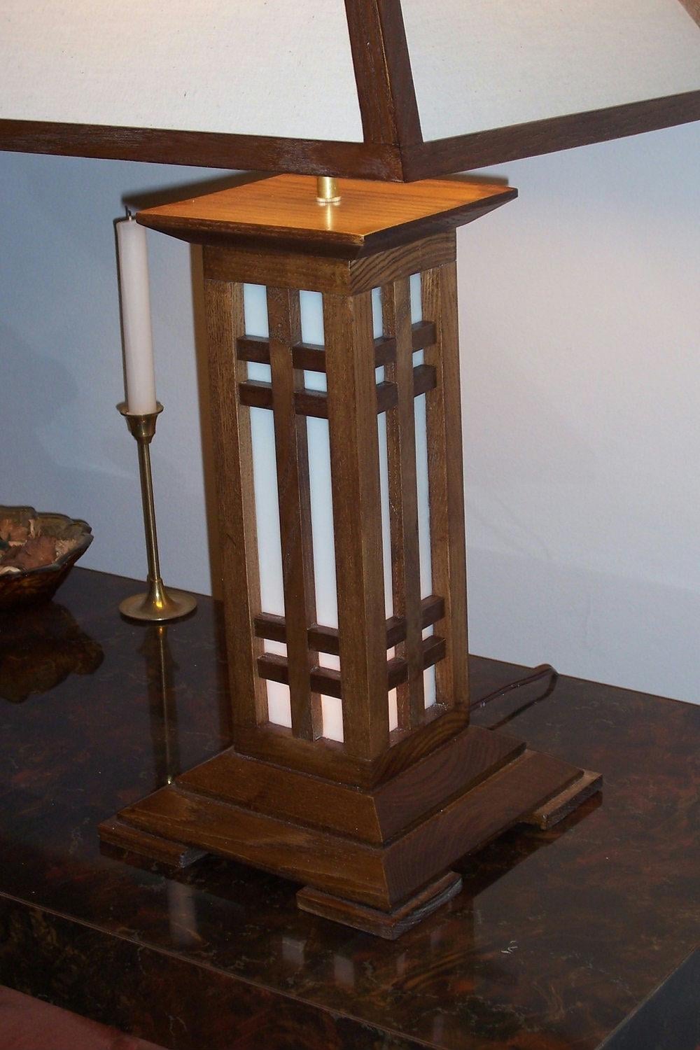 Arts and Crafts Table Lamp With Narrow Lighted Base - Etsy