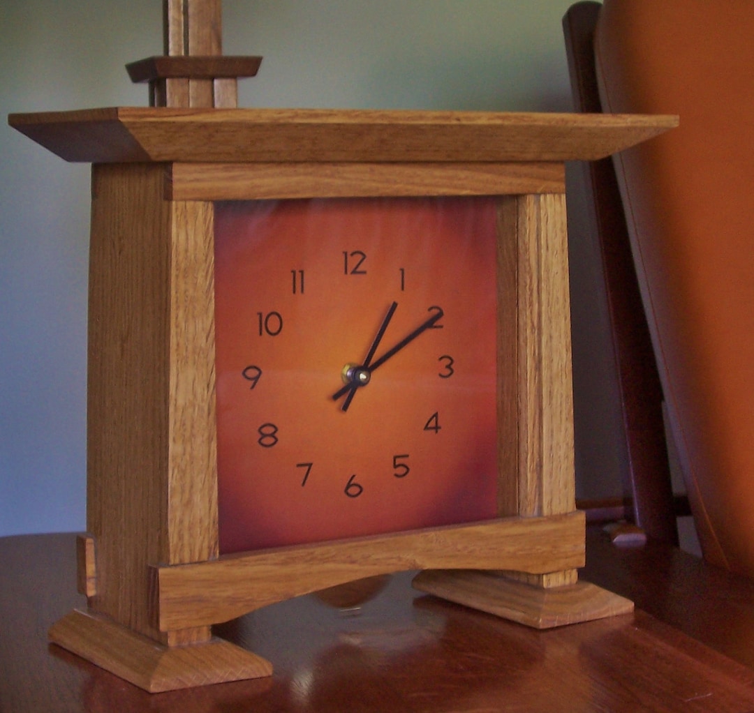 Arts and Crafts Wood Desk Clock With Pendulum and Feet - Etsy