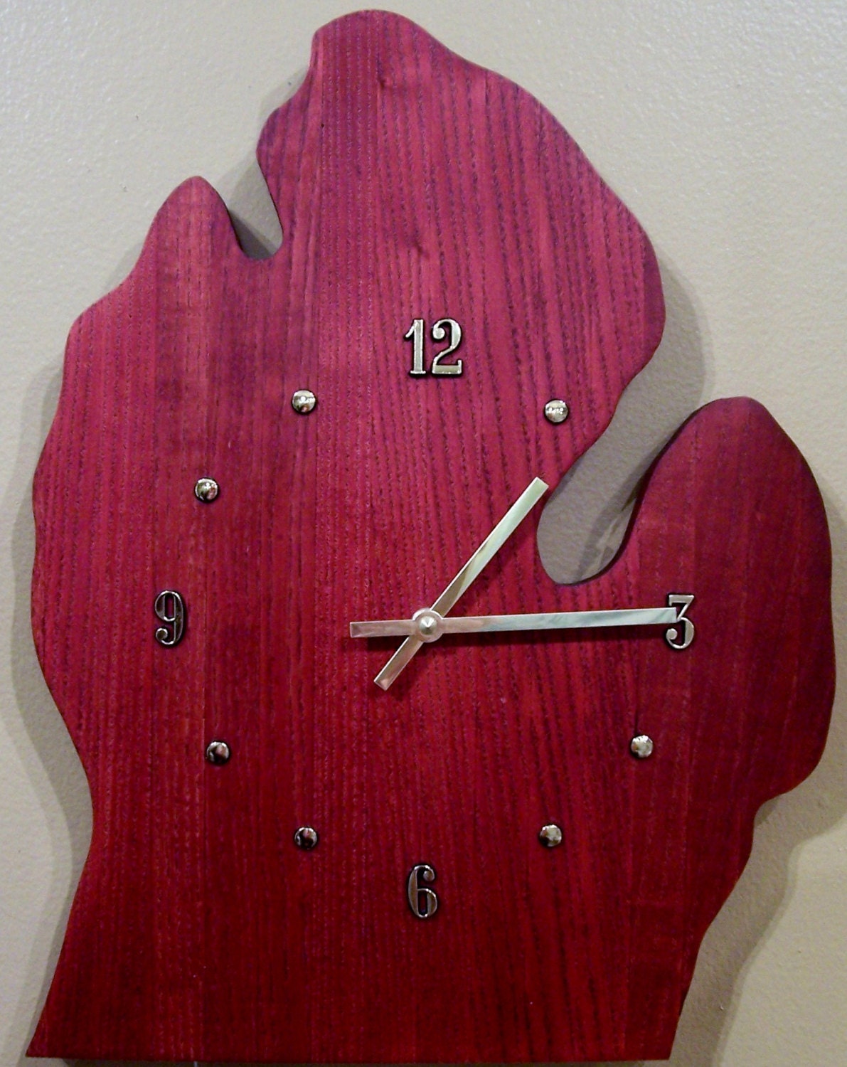 Wall Clock in the Shape of Michigan 15 in X 10 in (upper and Lower ...