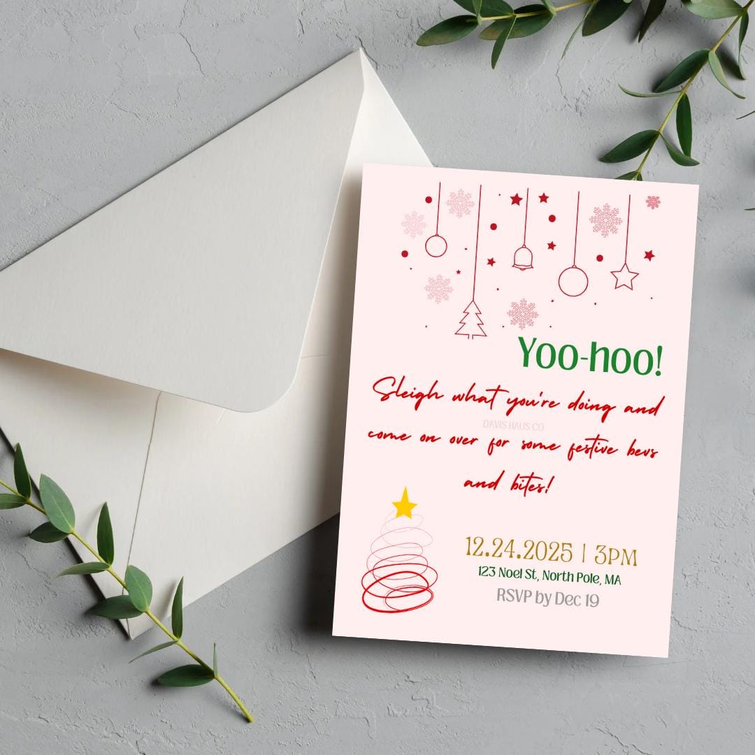 Christmas Party Printable Invitation (digital Template) - Yoo-hoo! - Etsy
