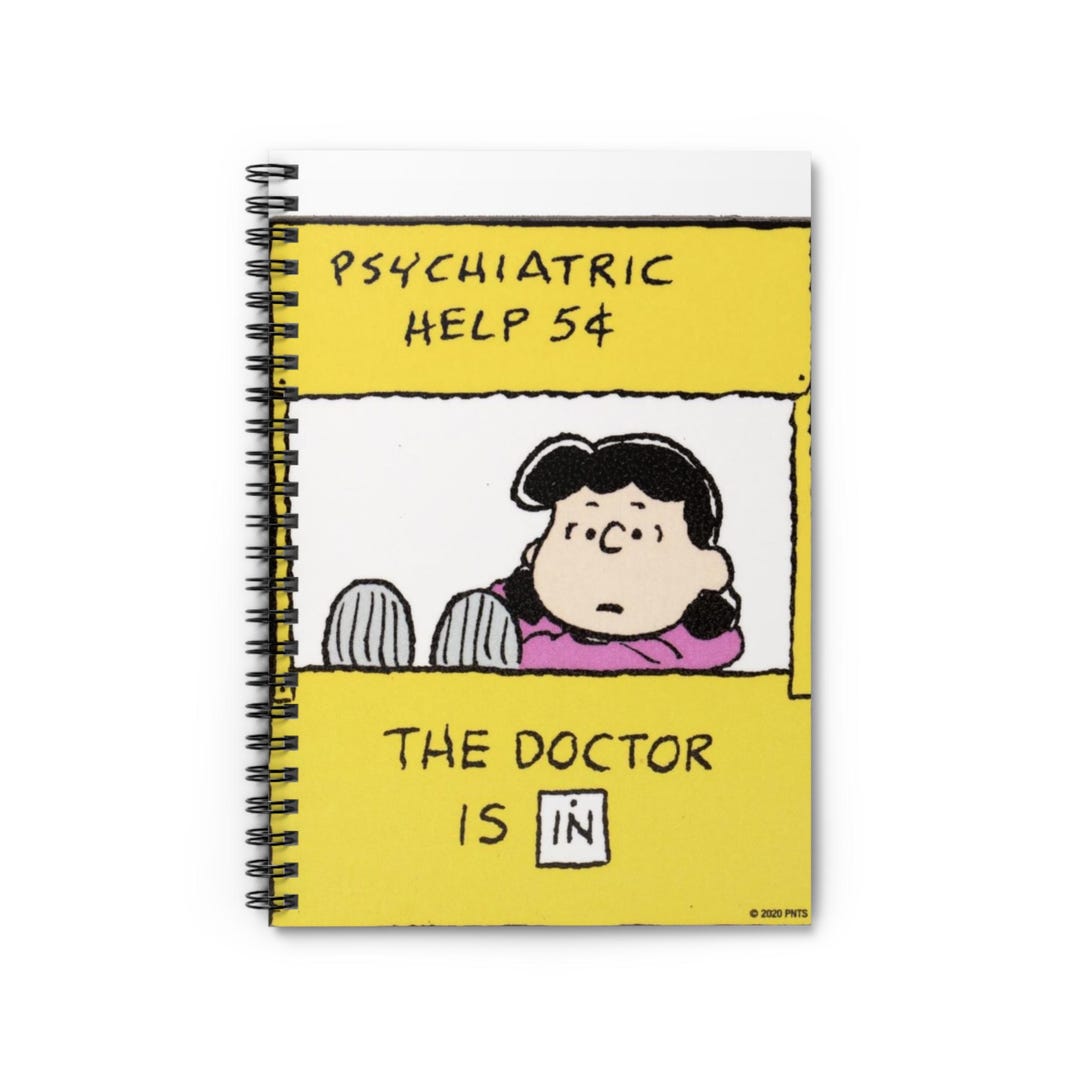Peanuts Lucy Psychiatric Help Spiral Notebook - Therapy Notes - Etsy UK