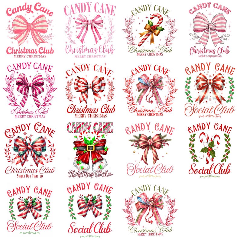 Candy Cane Christmas Club PNG, Sweet but Twisted Coquette Bow Holiday ...