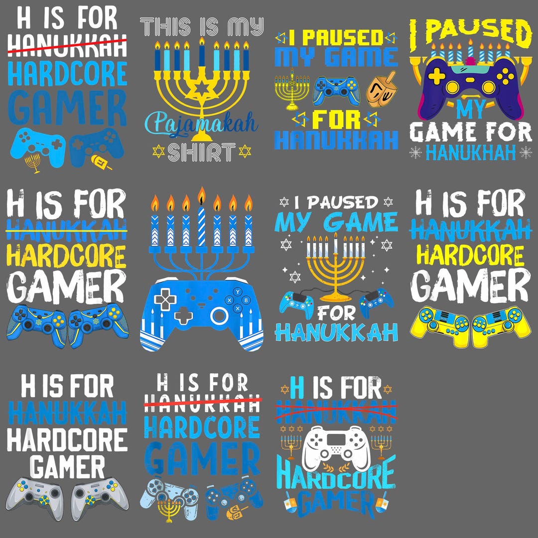 H is for Hardcore Gamer Hanukkah PNG – Funny Jewish Gaming Humor ...