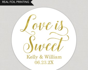 Love is Sweet Wedding Favor Sticker, Personalized Wedding Stickers ...