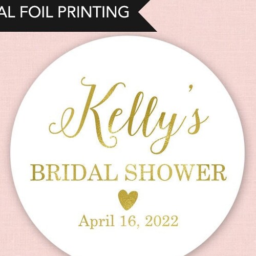 Bridal Shower Stickers Custom Bridal Shower Labels Gold Foil - Etsy