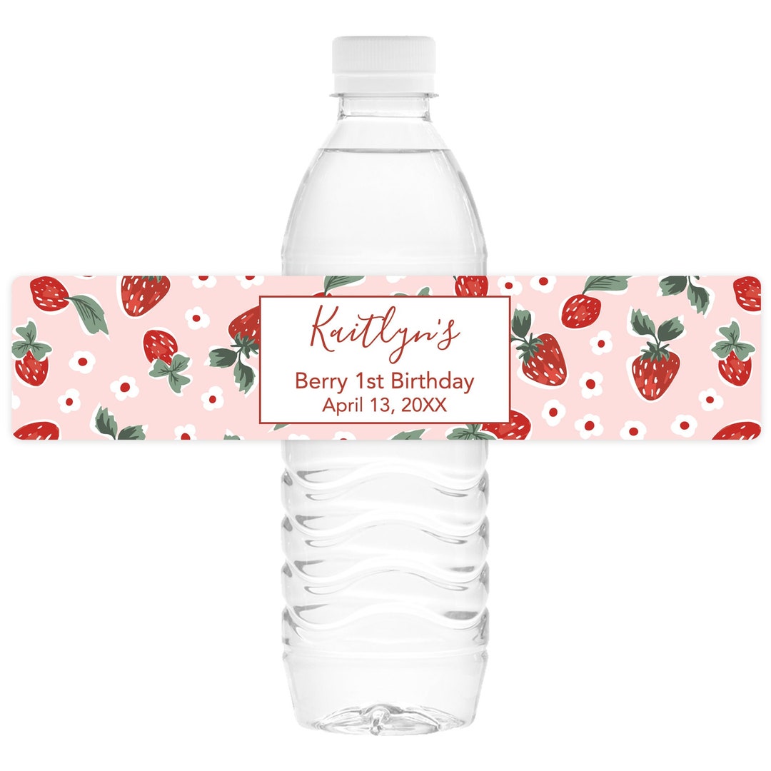Berry First Birthday Water Bottle Labels, Strawberry Birthday Water ...