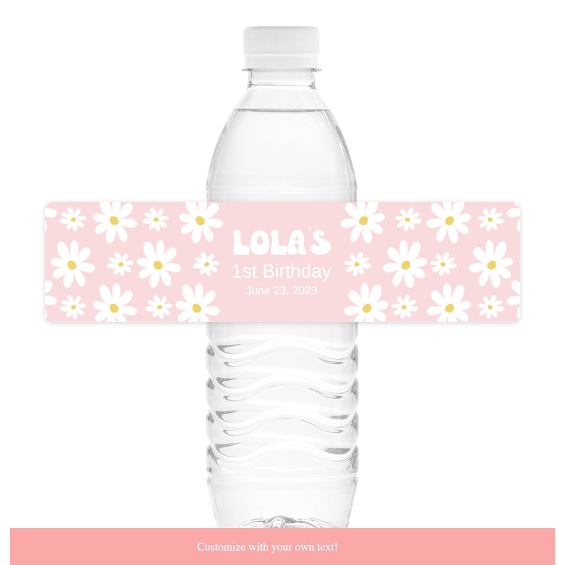 Pink Daisy Water Bottle Labels Pink Retro Daisy Water Bottle - Etsy